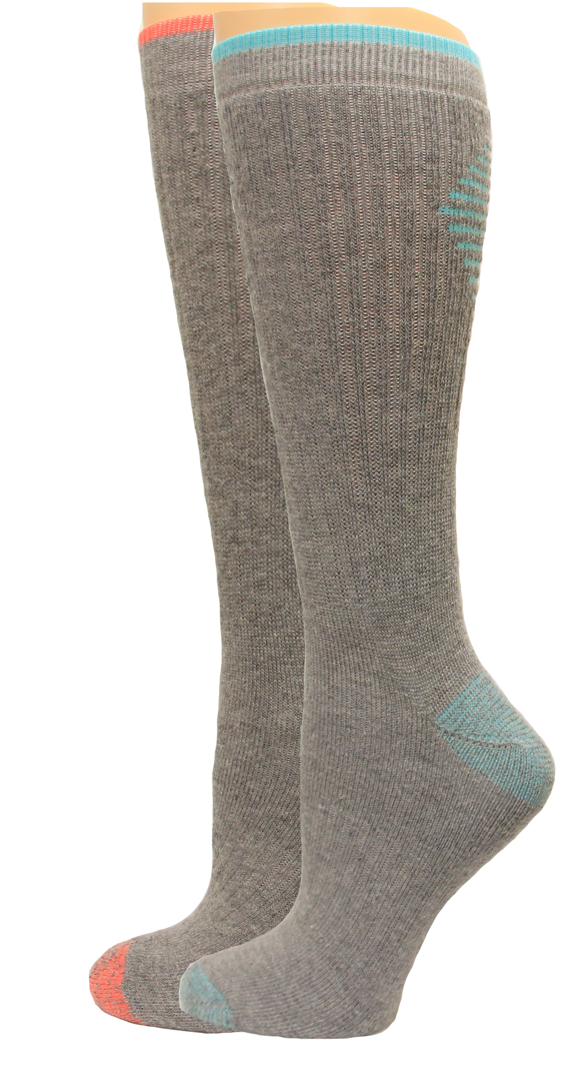 Carolina Ultimate Ladies Crew Work Socks 2 Pair, Teal/Coral, Women's 6 ...