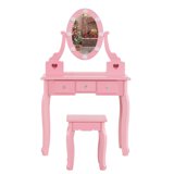 Ktaxon Kids Play Makeup Vanity Set with 3-Color Light, Girls Vanity ...