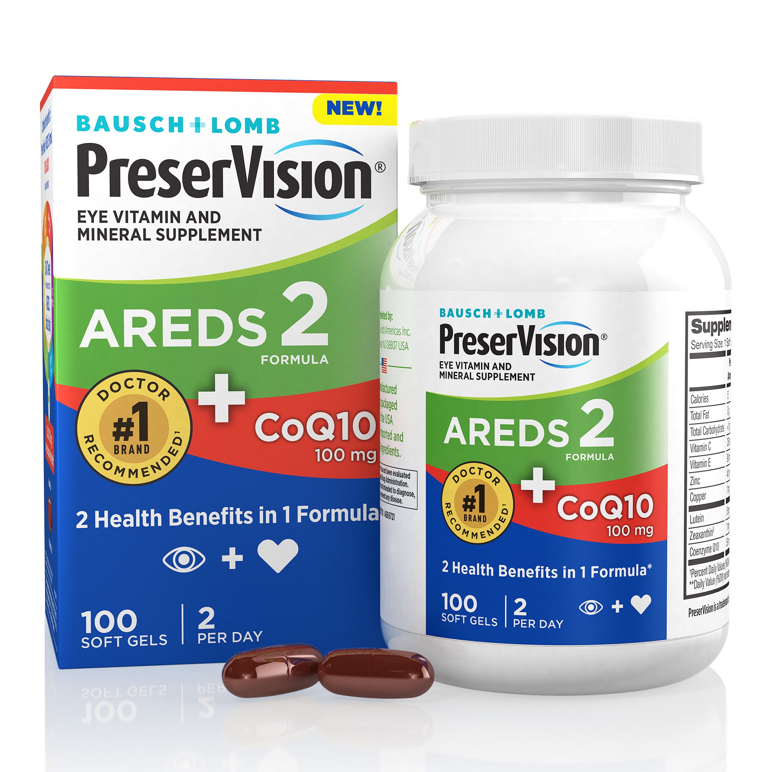 PreserVision AREDS 2 Eye Vitamins with CoQ10 for Heart Health, Lutein ...