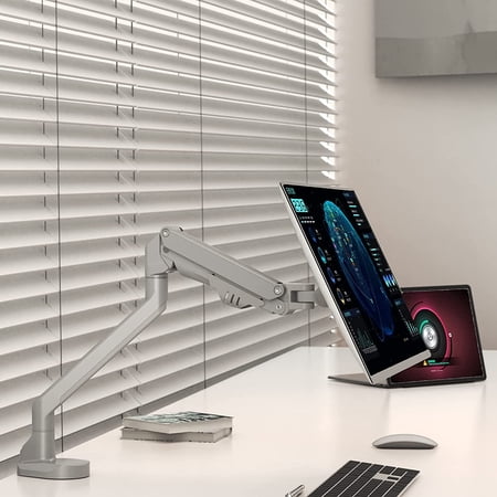 Single Monitor--Arms, Flexible Gas Spring Adjustable Desk Sliver Arms ...