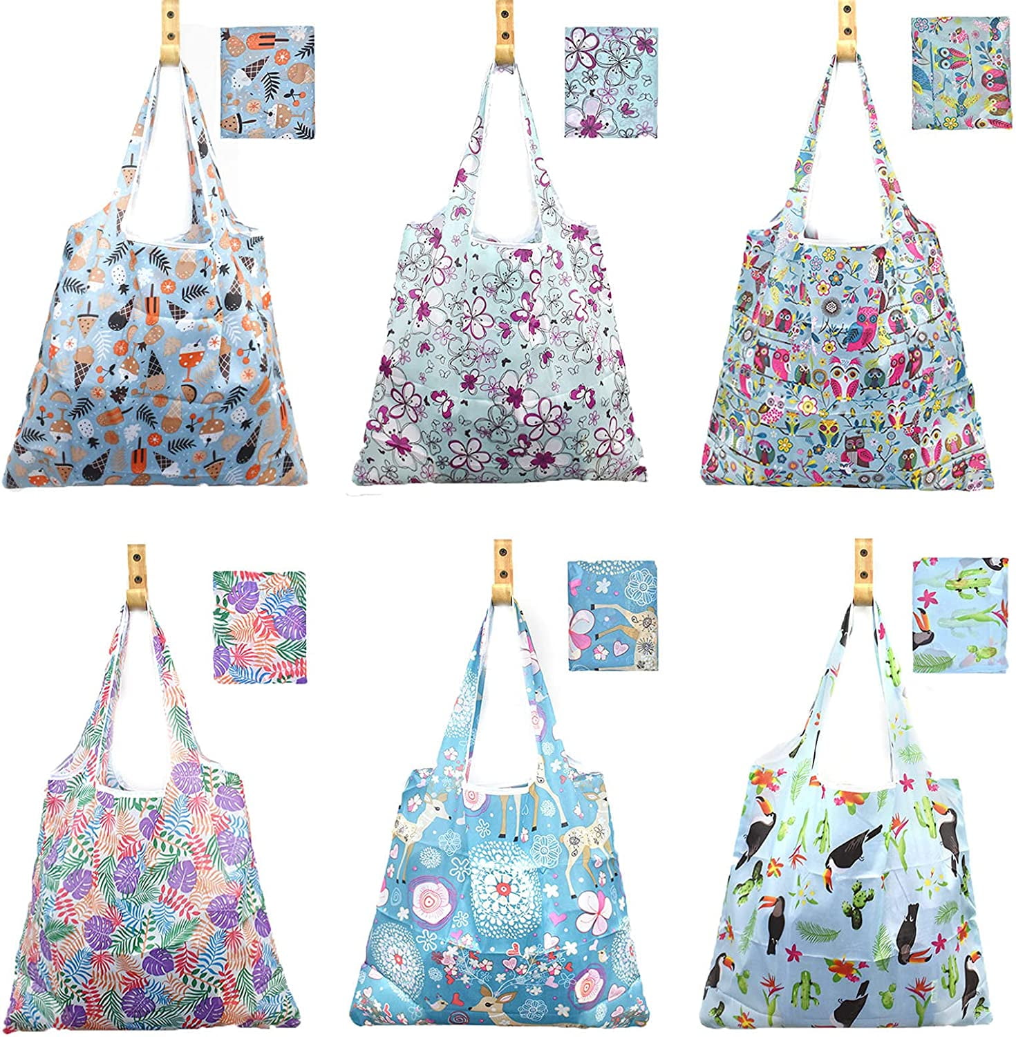 6 Pcs Large Capacity Reusable Grocery Bags Xlarge 50LBS Foldable ...