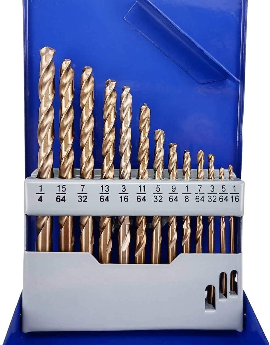 Hymnorq 13PC 1/16"-1/4" Cobalt Steel Twist Drill Bits Set for Metal ...