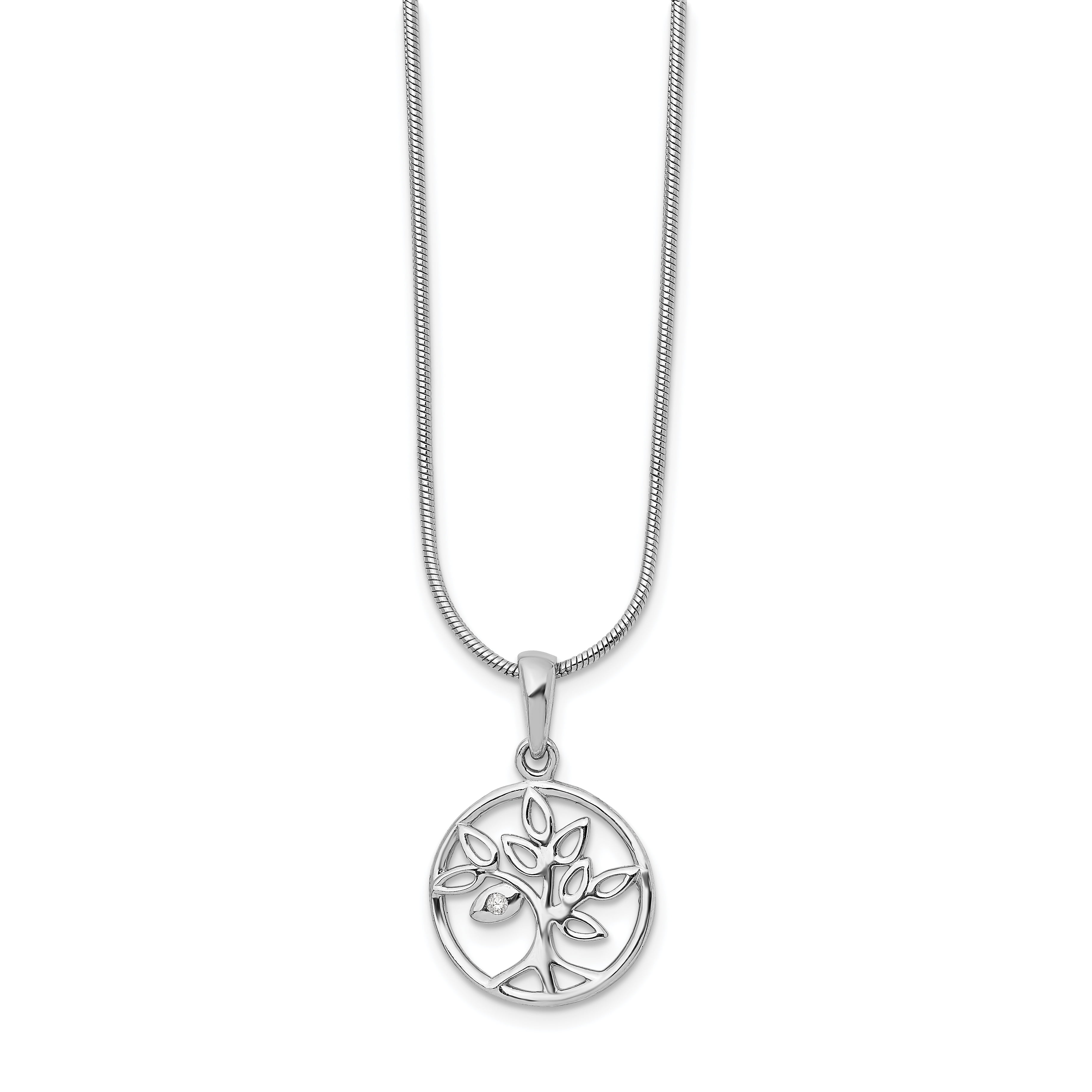 925 Sterling Silver 18 Inch Diamond Tree Chain Necklace 2 Extender ...