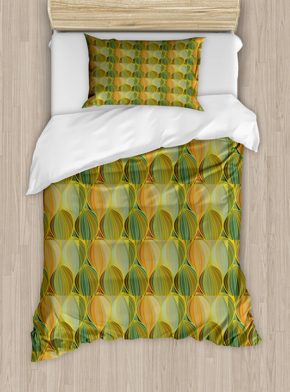 Funky Duvet Cover Set Twin Size, Doodle Hand Drawn Stripes in Wavy ...