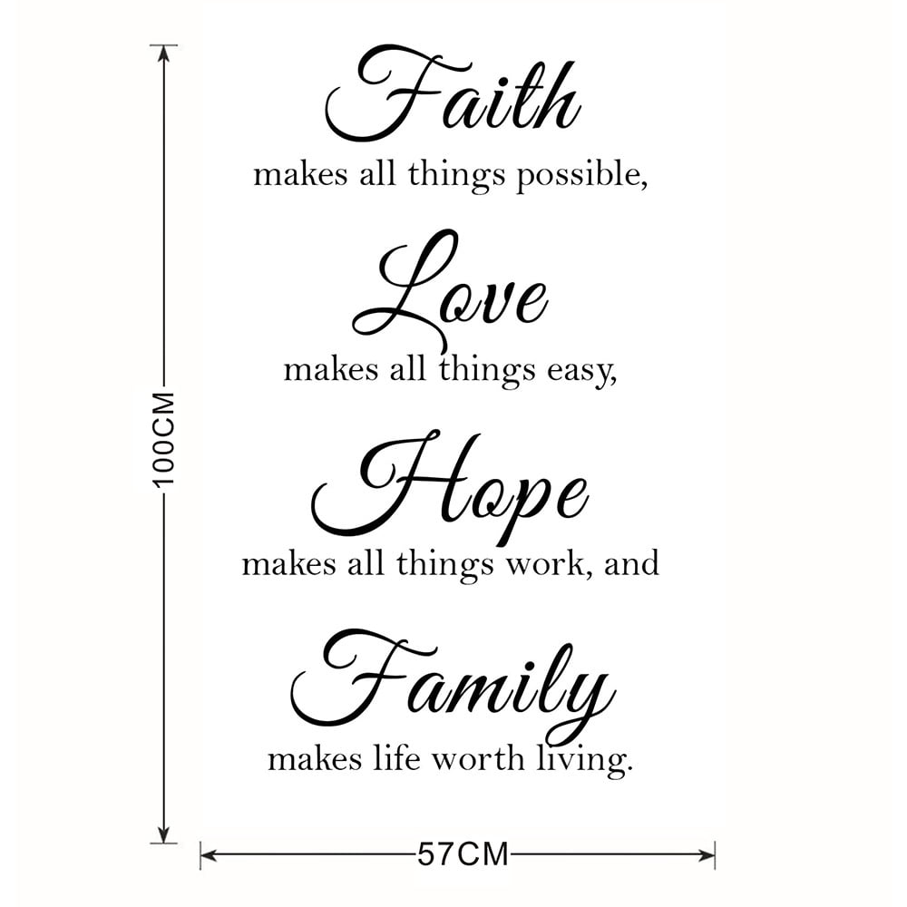 Wall Art Stickers for Living Room Faith Makes All Things Possible, Love ...