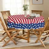 Smile Patriotic Tablecloth, 70 Inch Round American Flag Cover for ...