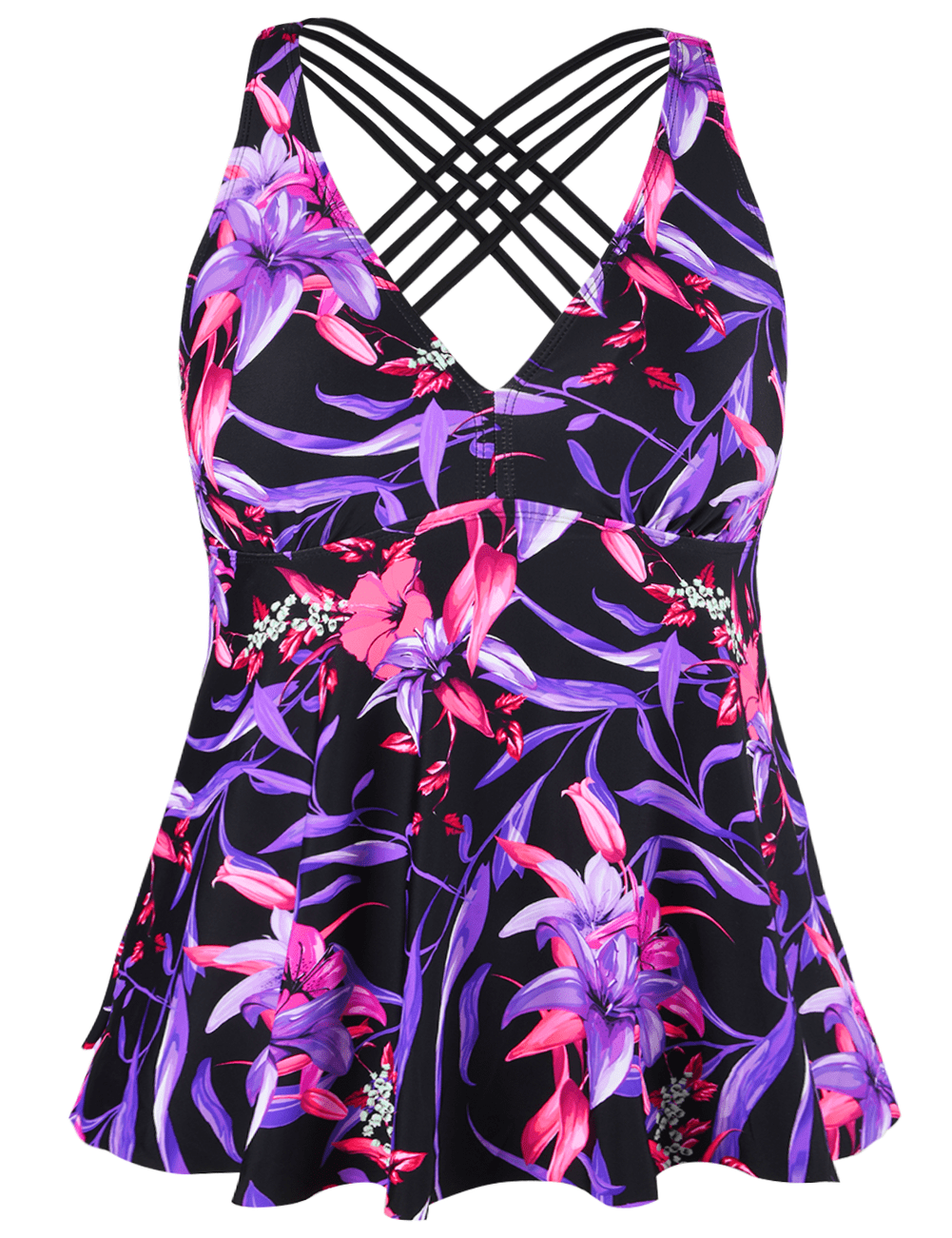 Firpearl Women's Tankini Swimsuits Tops Cross Back Flowy Swim Tops ...