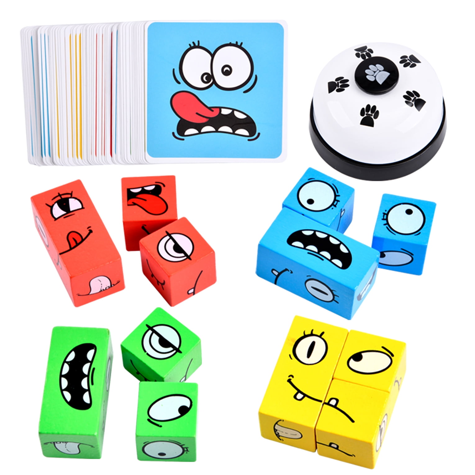 Wooden Face Changing Magic Cube Game, Expression Puzzle Building Blocks ...