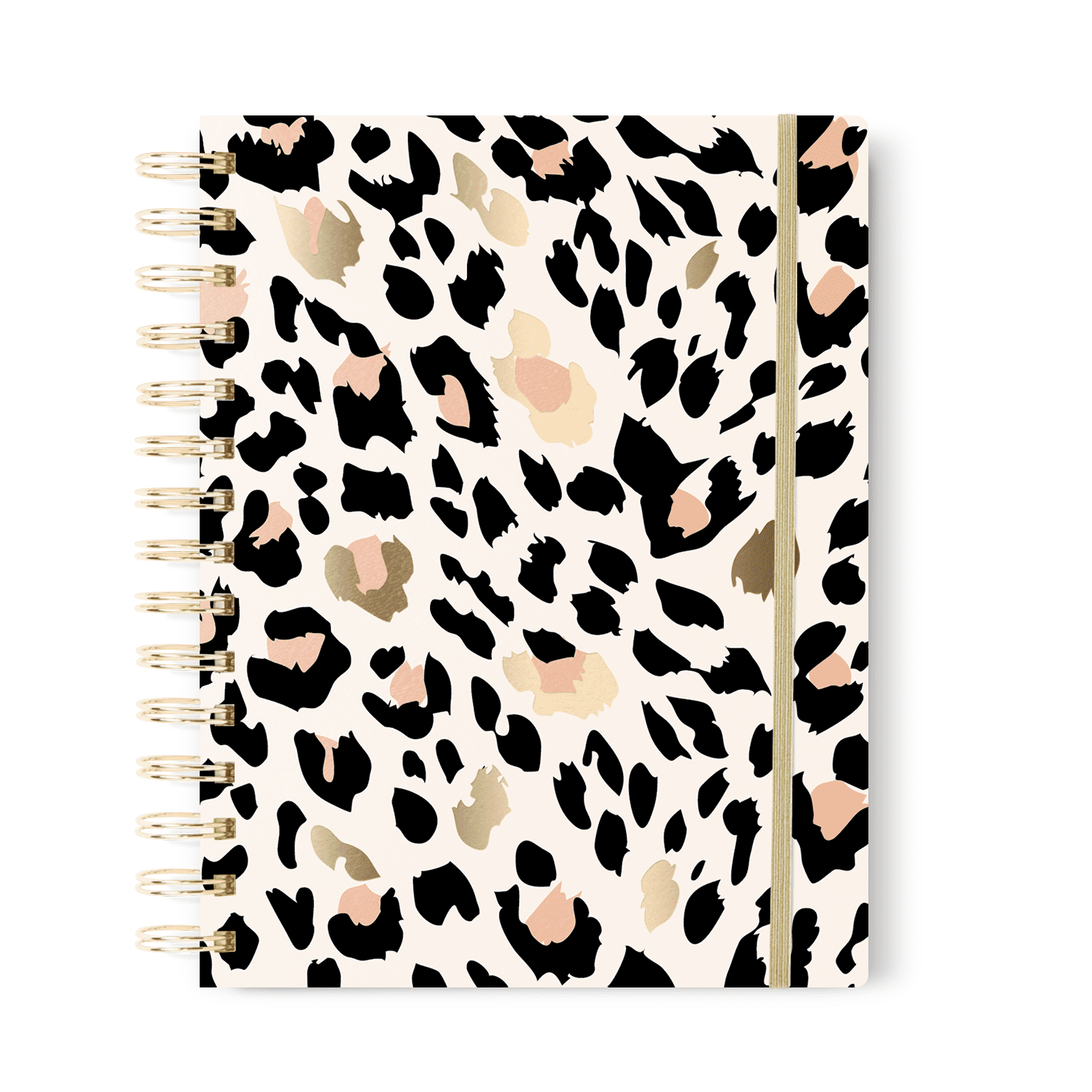 Cheetah Print and Gold Foil Dot Grid Spiral Notebook, 7x9 inches ...