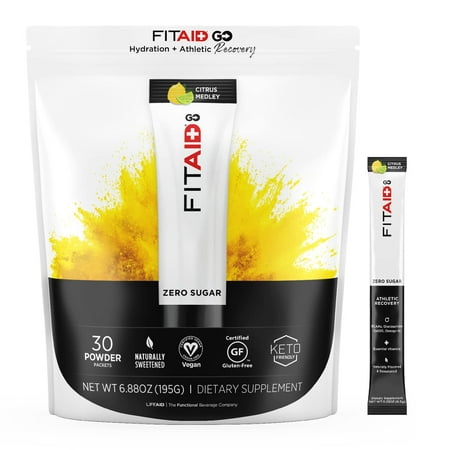 LIFEAID FITAID GO! ZERO SUGAR Recovery + Hydration Packet, W/ BCAAs ...