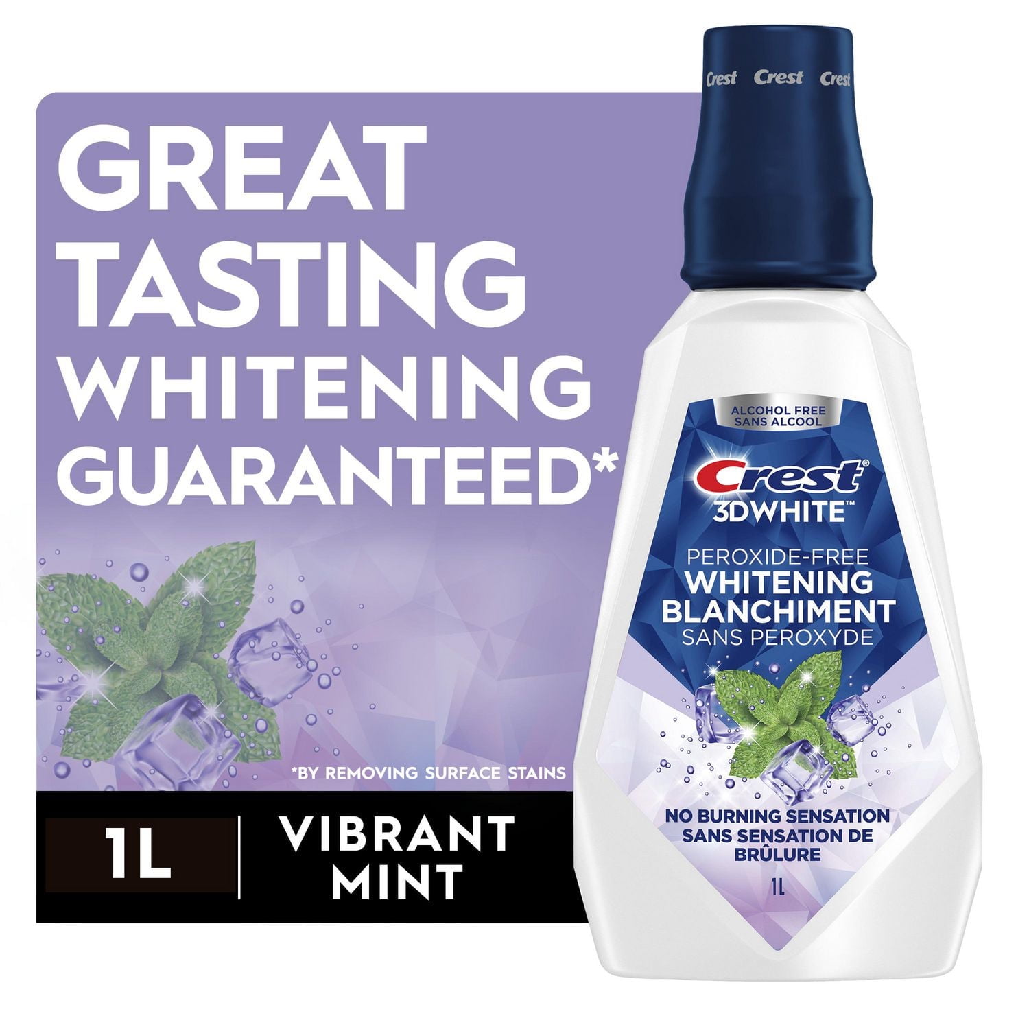 Crest 3D White Peroxide-Free Mouthwash/Mouth Rinse, Great Tasting ...