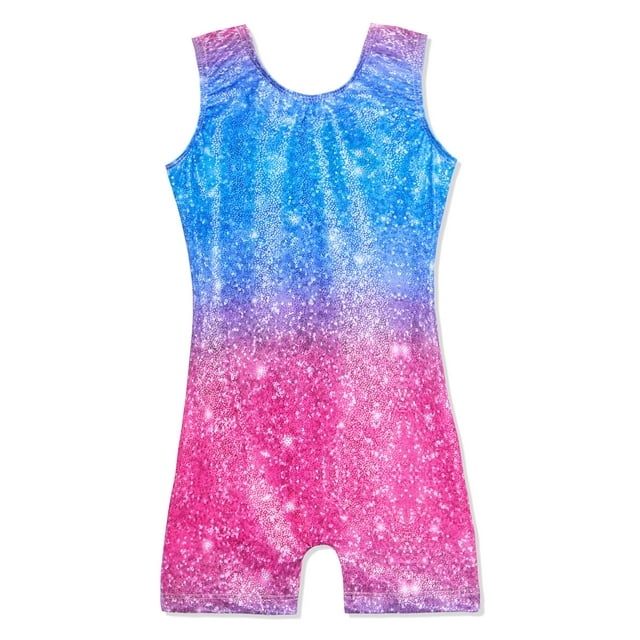 Girls Gymnastics Leotards Shiny Blue Biketards with Shorts Size 2t 3t ...