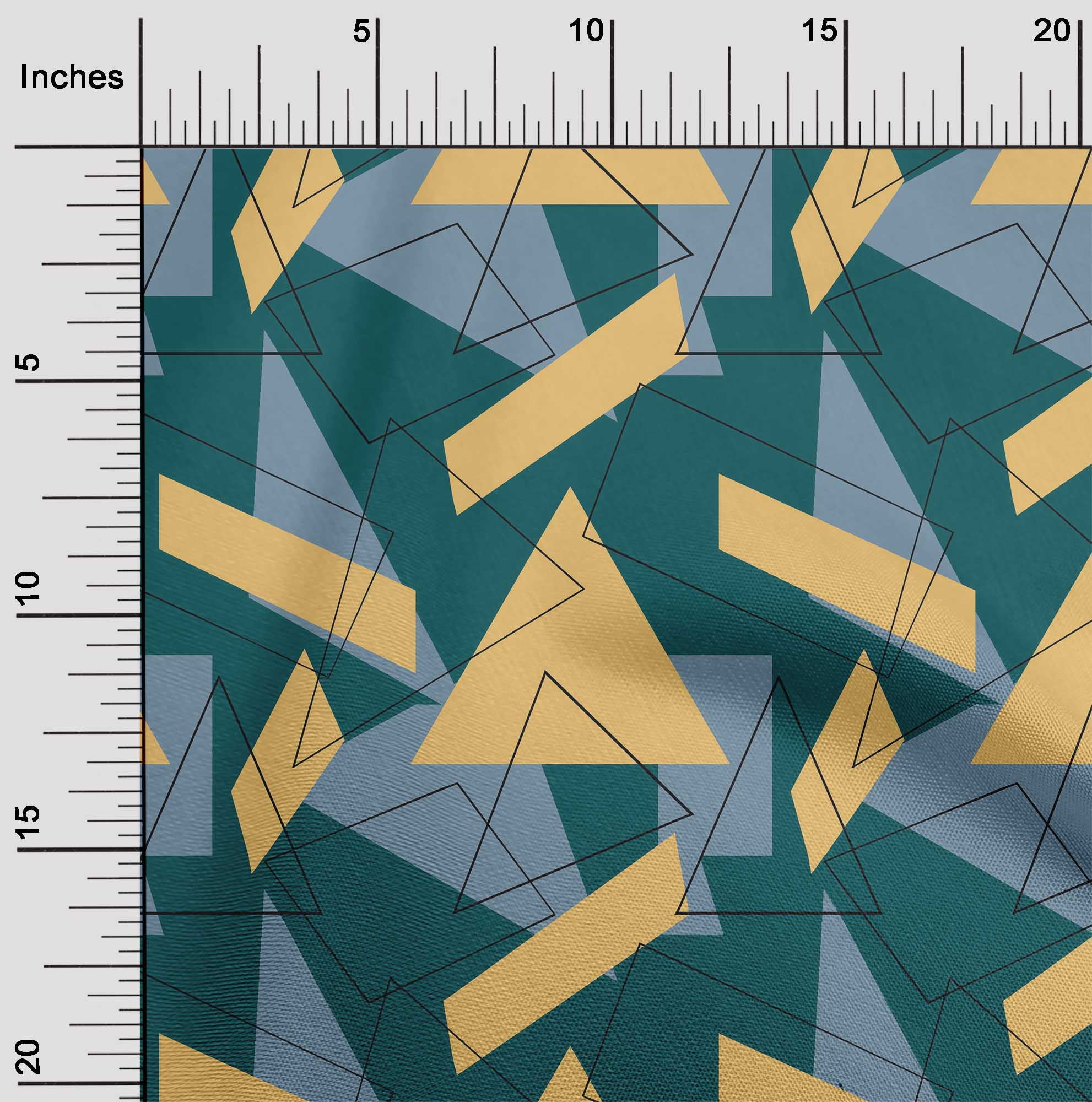 oneOone Cotton Silk Fabric Rectangle & Triangle Geometric Printed ...