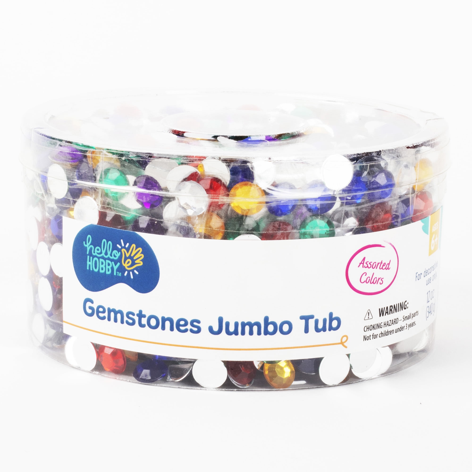 Hello Hobby Rainbow Plastic Flatback Jewels, Assorted Colors, 12 oz Tub ...