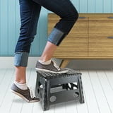 Core Pacific Extra Wide Folding Step Stool Black 12.7 inch with Non ...