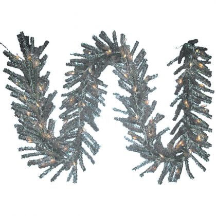Kurt Adler 9-Foot Pre-Lit Silver Ice Garland - Walmart.com
