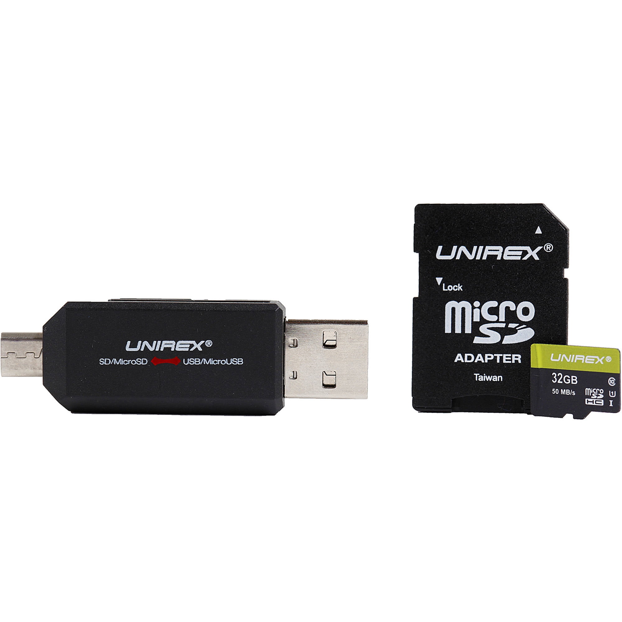 MicroSD 32GB C10 UHS I with USB/microUSB Reader - Walmart.com - Walmart.com