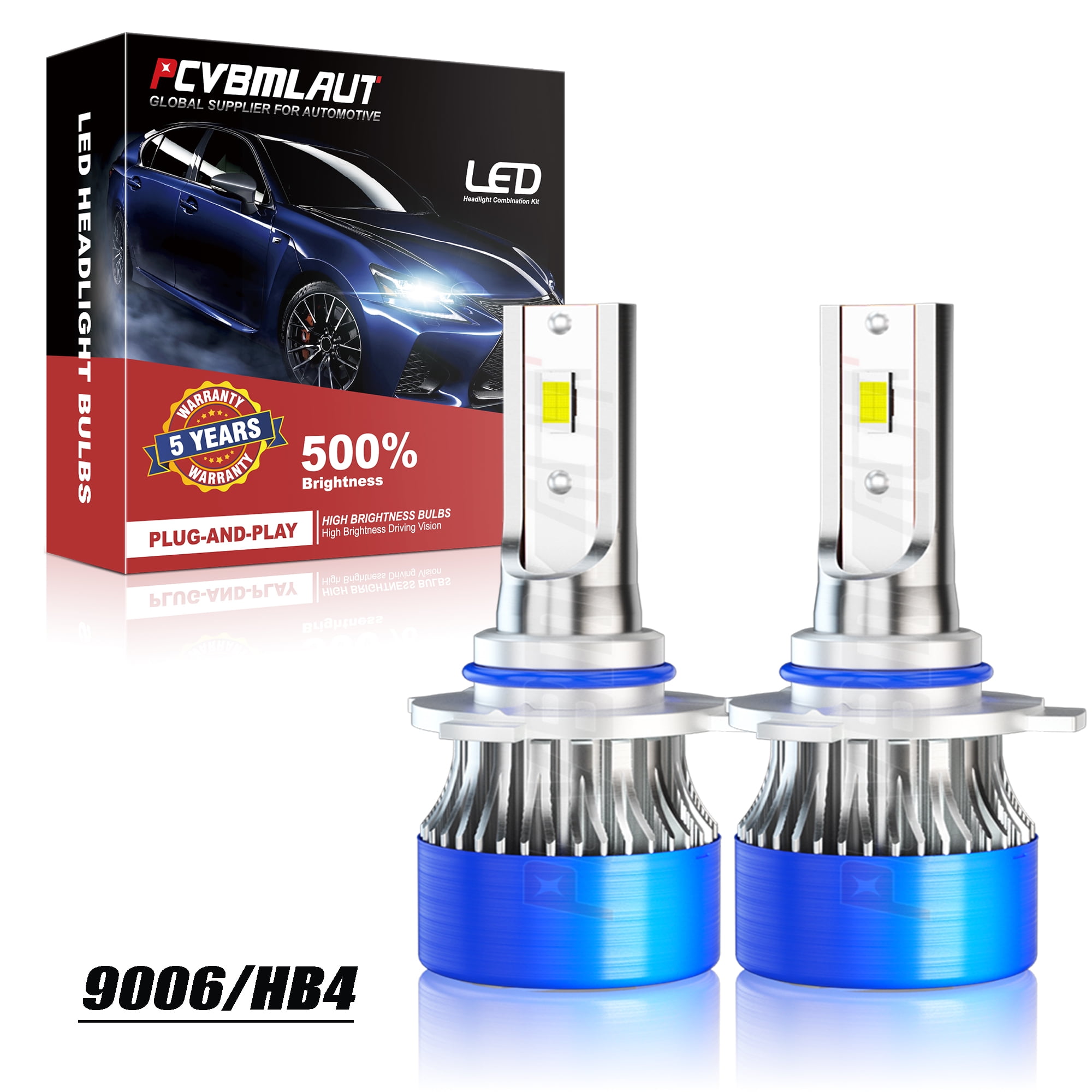 9006 LED Headlight Bulbs Kit Super Bright LED 9006 Low Beam 6000K White Set of 2 - Walmart.com