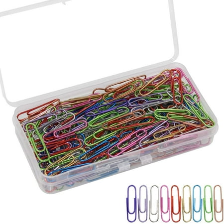 200pcs Coloured Paper Clips with Plastic Box Plastic Coated Metal Paper ...