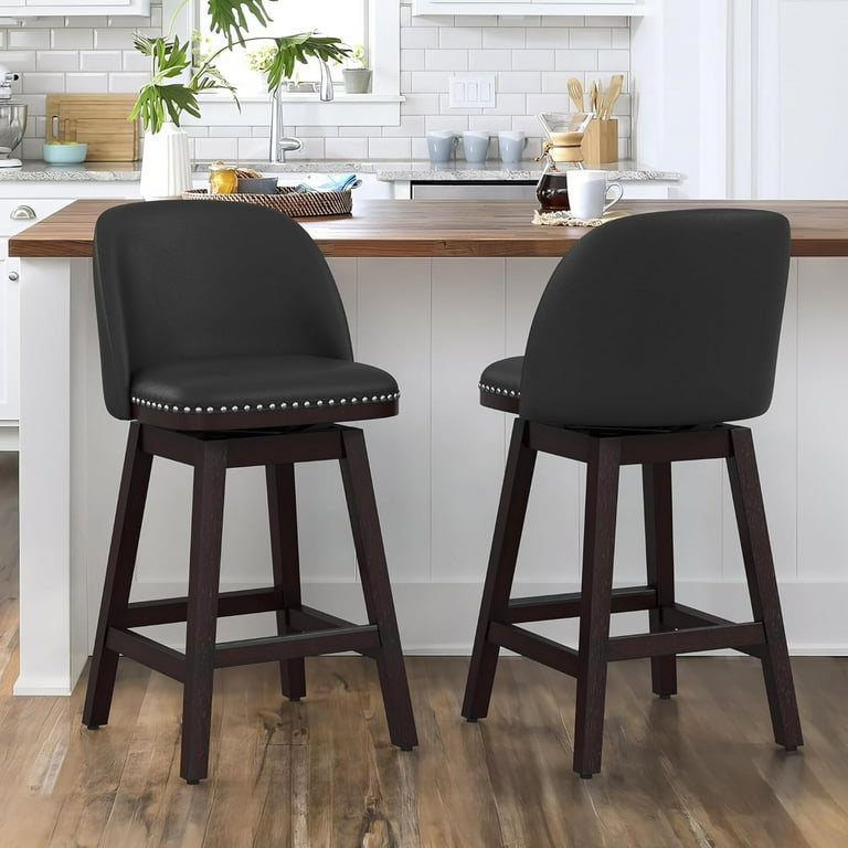 Dycanpo Swivel Bar Stools Set of 2 26 Counter Stools with Back footrest for Kitchen Black