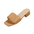 DIVVce Ruched Strap Block Heel Mules For Women Square Toe Comfortable ...