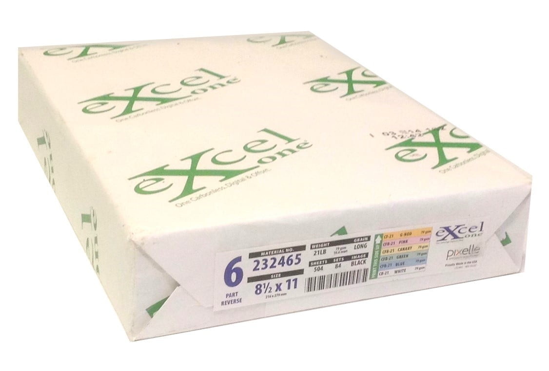 Excel One Carbonless 6-Part Reverse Paper (Gold/Pink/Canary/Green/Blue ...