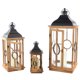 Northlight Set of 3 Natural Wood Candle Lanterns with Black Metal Tops ...