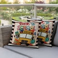2 Pack Outdoor Waterproof Throw Pillow Covers,Back To School Bus Book ...