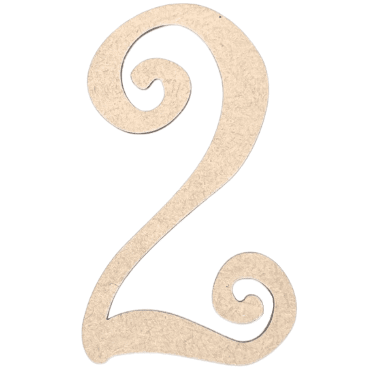 Krafty Supply - 14" Tall MDF Number 2 | 1/4" MDF | Curlz | Wooden Craft ...