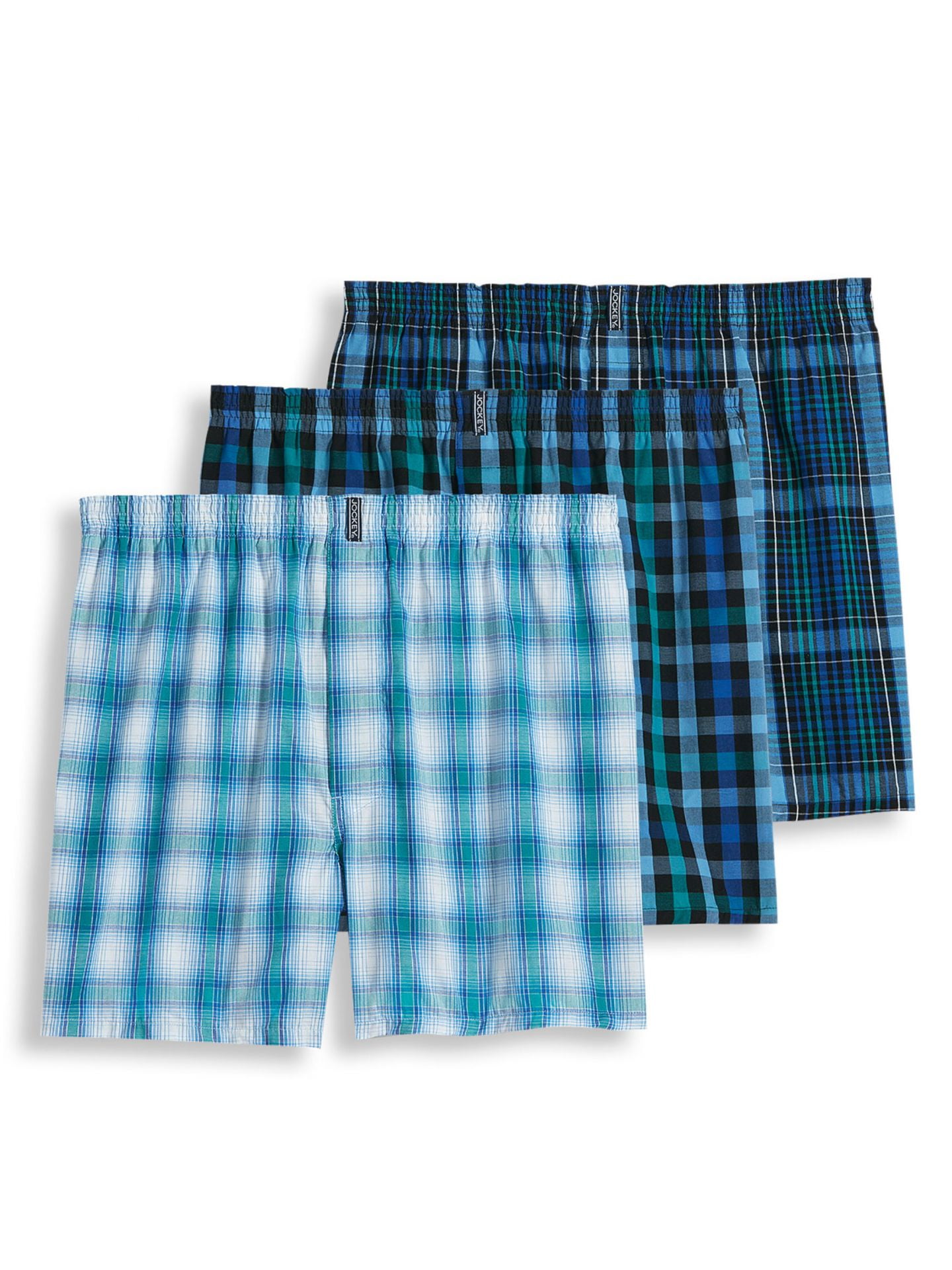 Jockey Men's Full-Cut Blended Boxers - 3 Pack, Plaid/Varigated Plaid ...