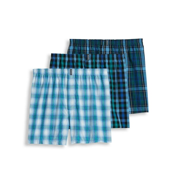 Jockey Men's Full-Cut Blended Boxers - 3 Pack, Plaid/Varigated Plaid ...