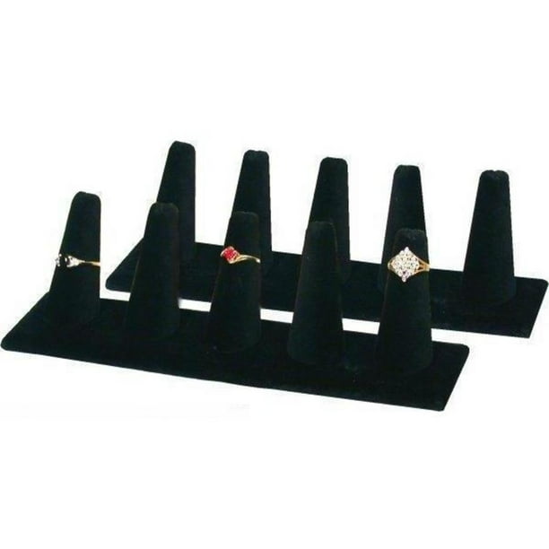 2 Black Velvet 5 Ring Finger Jewelry Holder Showcase Displays - Walmart.com