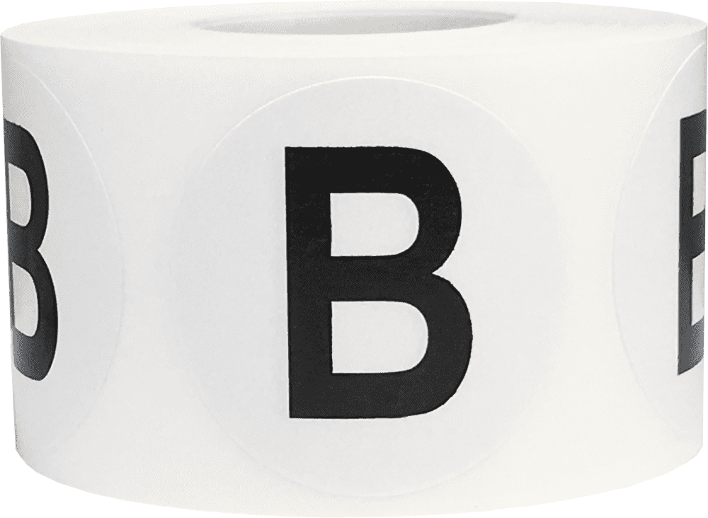 Letter B Inventory Labels 1.5 Inch Round Circle Dots 500 Adhesive ...