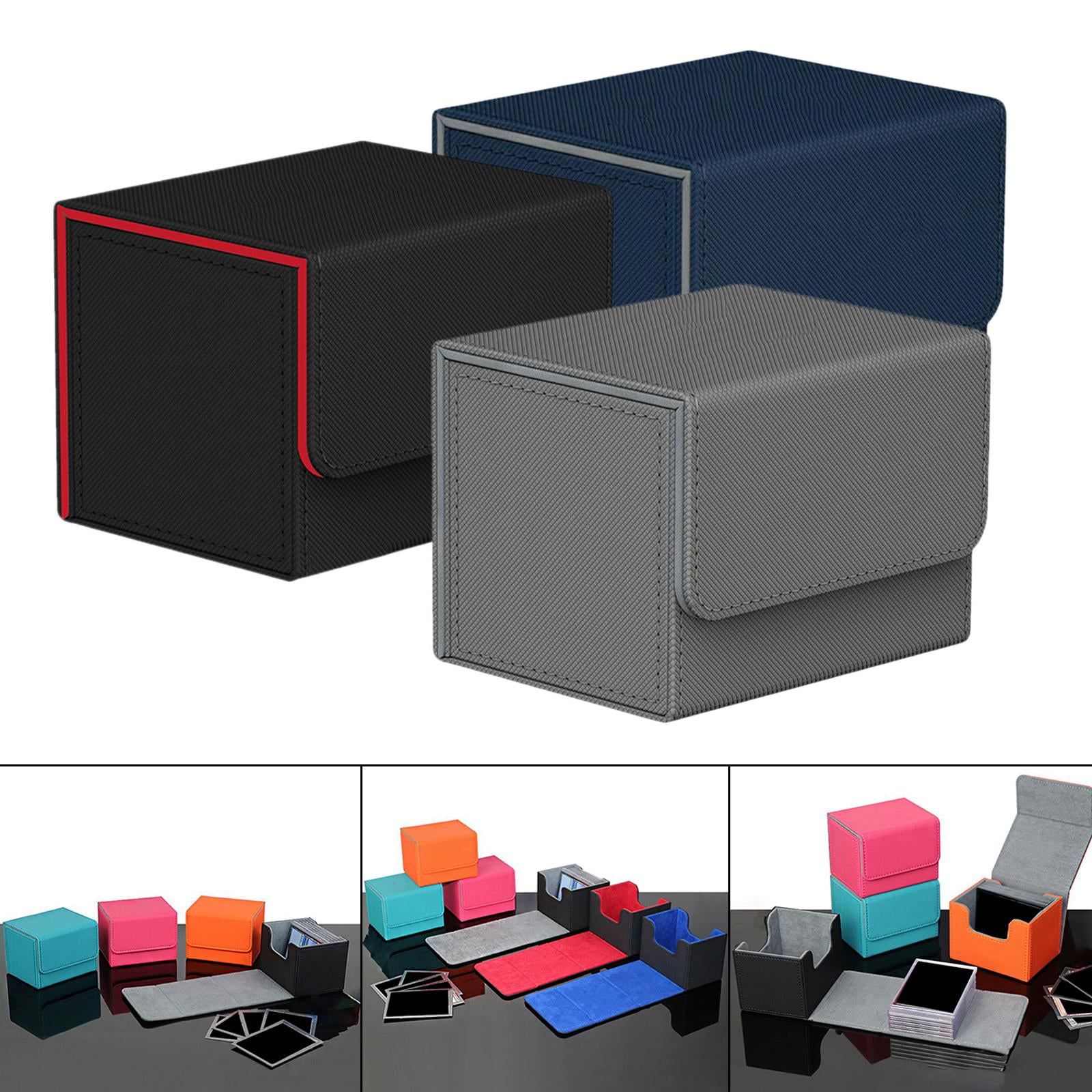 3 Pieces Card Deck Box Game Card Collectible Display Holds Card Gray ...