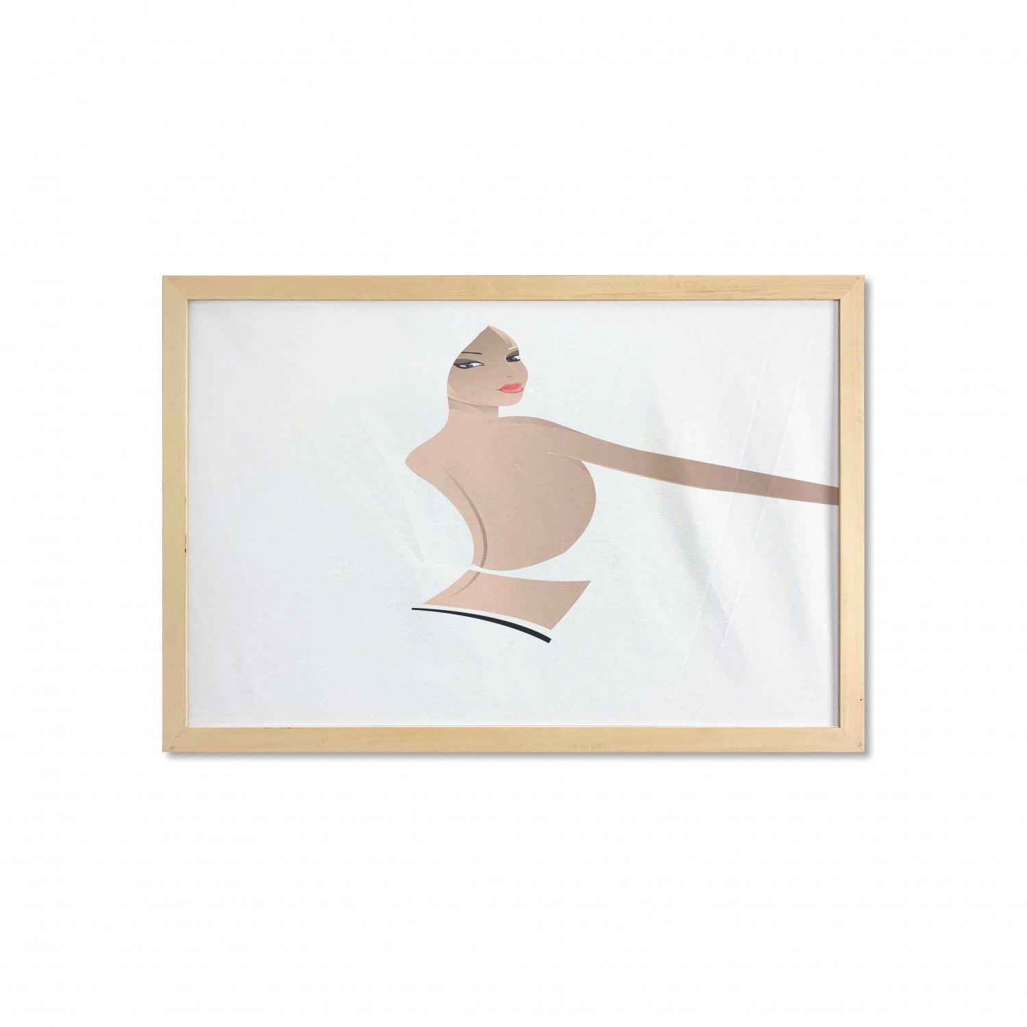 Retro Wall Art with Frame, View of a Woman in White Looking from Her ...