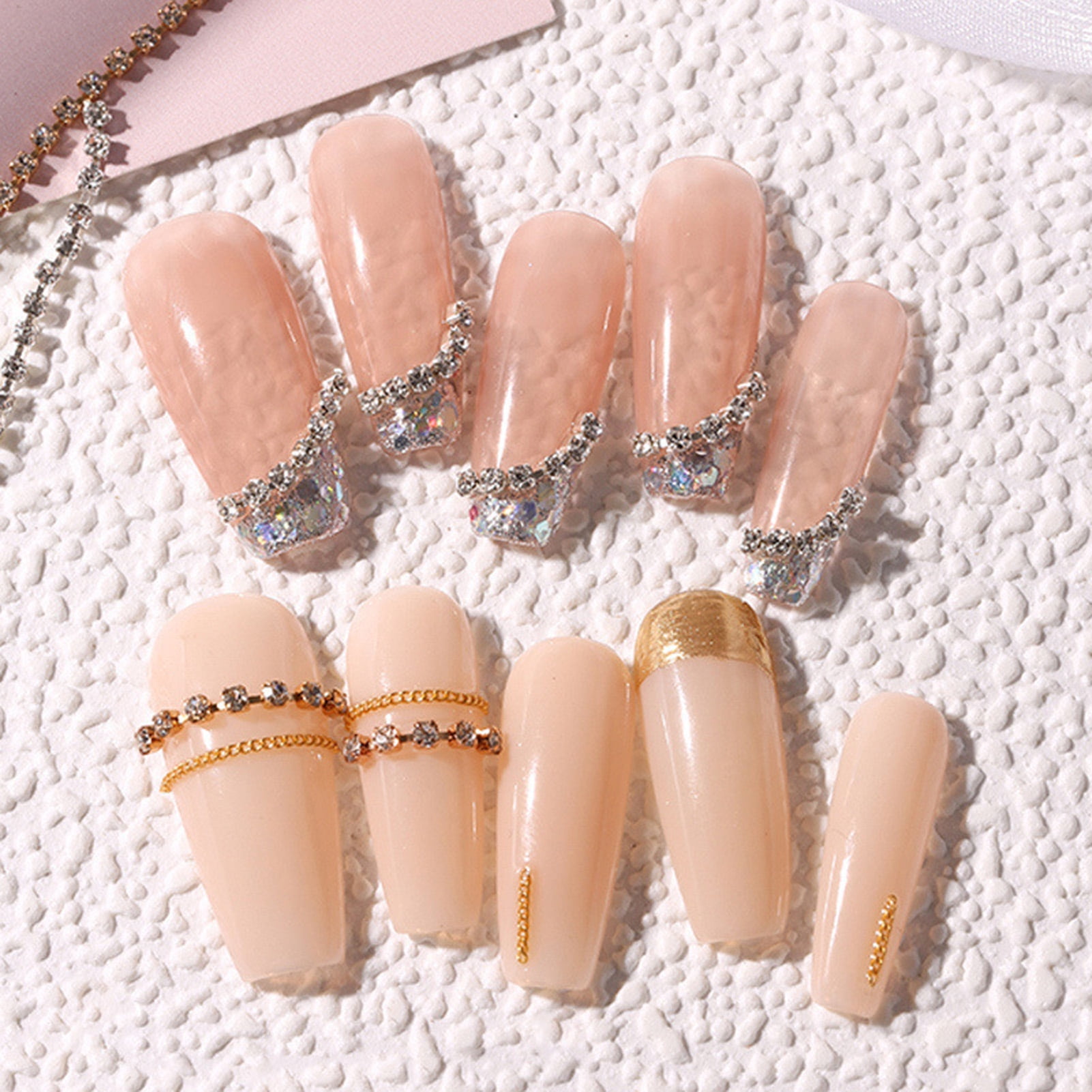 dianhelloya 6Pcs Nail Art Chain Cuttable Glittering Faux Pearl DIY ...