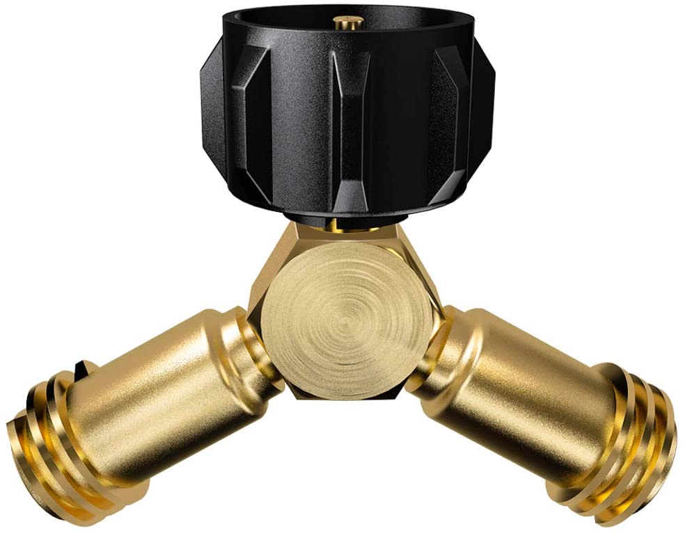 Propane Tank Y-Splitter, Propane Adapter 2 Way Valve for a 20lb LP Gas ...