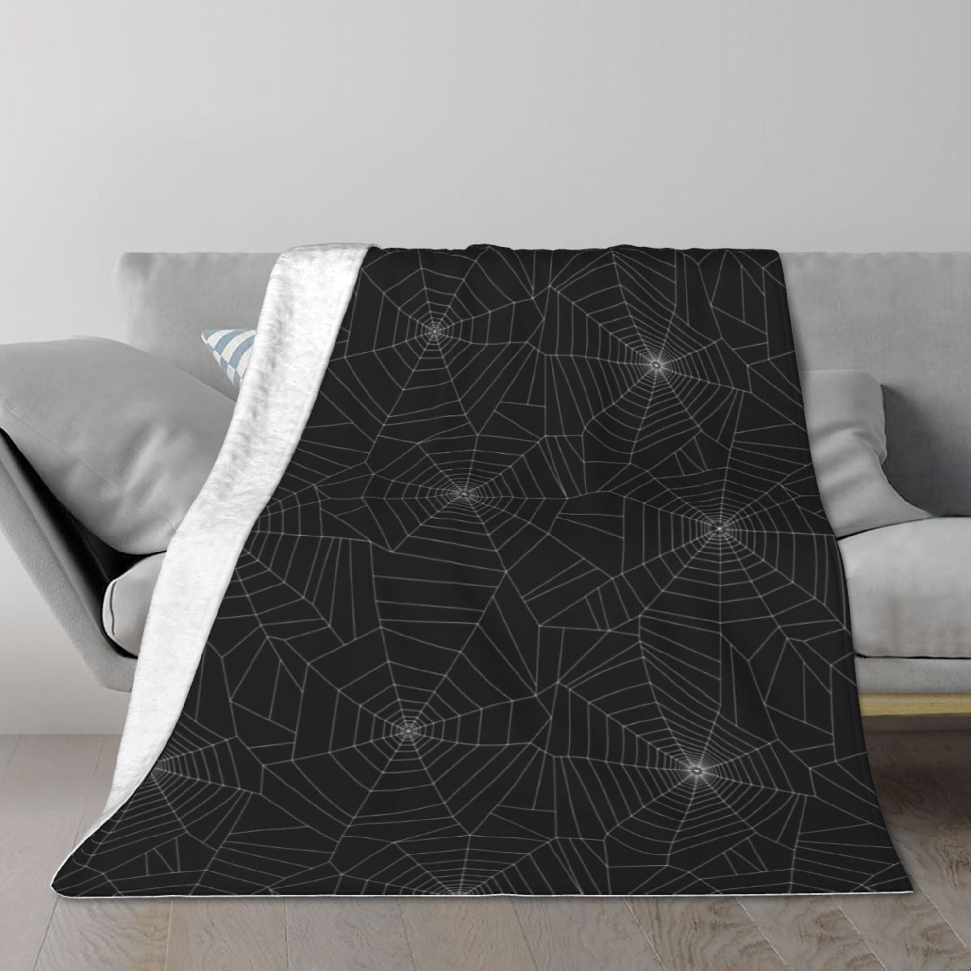 TEQUAN Double Layer Plush Bed Blanket, Horror Spider Web Cobweb Pattern ...