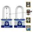 Brinks 44mm Laminated Steel Padlock with 2in Boron Shackle, 2 pack ...
