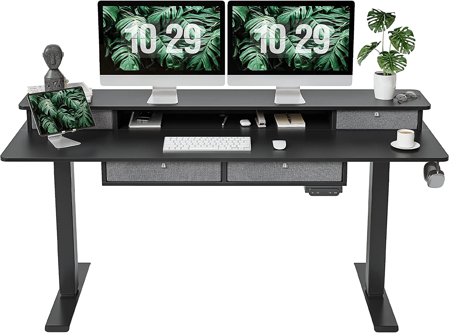 FEZIBO 55 x 24 Inch Height Adjustable Electric Standing Desk with 4 ...