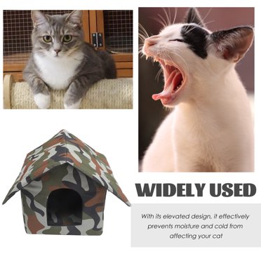 Outdoor Heated Cat House,Warming Cold Weather House with Heated Pad for ...