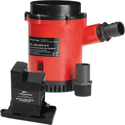 Johnson Pump #02204-00 HD Bilge Pump 2200 GPH, w/EM Switch, 12V ...