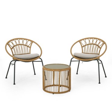 Mainstays Skyler Steel 3-Piece Wicker Rope Chat Set, Grey - Walmart.com