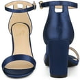Unique Bargains Ankle Strap Chunky Heeled Sandals - Navy Blue - Walmart.com