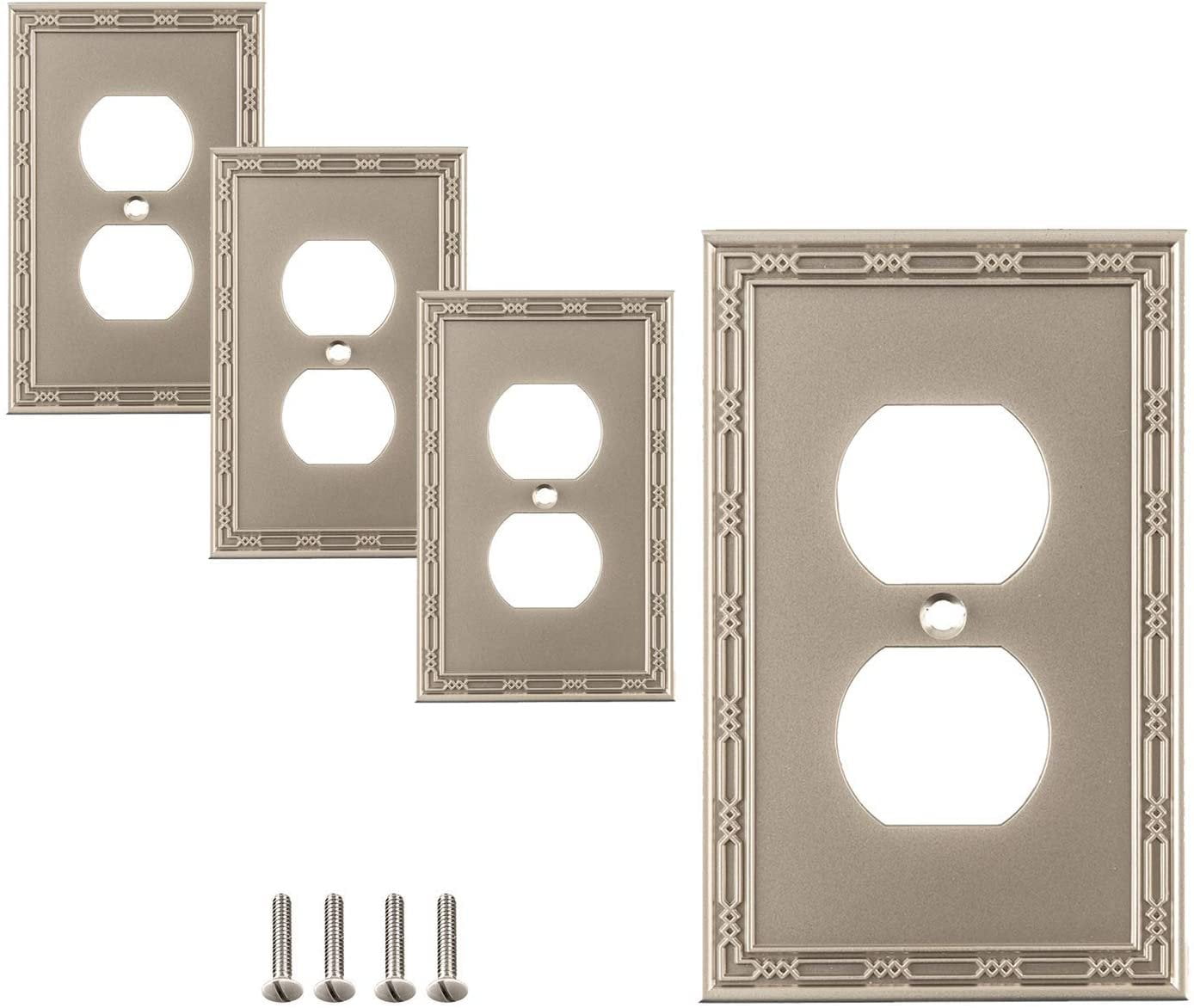 Sleeklighting 4 Pack Decorative Zinc Cast Satin Nickel Outlet Covers ...