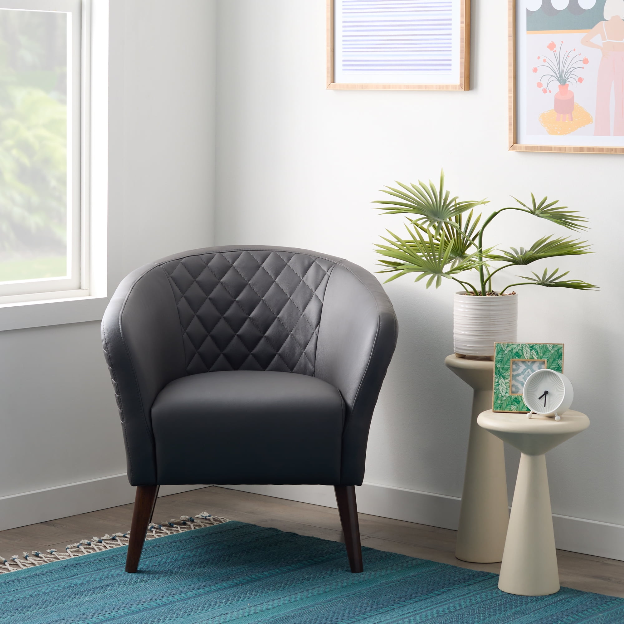 Mayview Upholstered Club Chair, Gray Faux Leather - Walmart.com