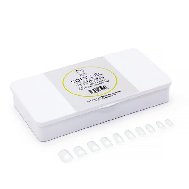 Foxy Gel Tips - Natural Short Square Gel Filled Tips - Walmart.com