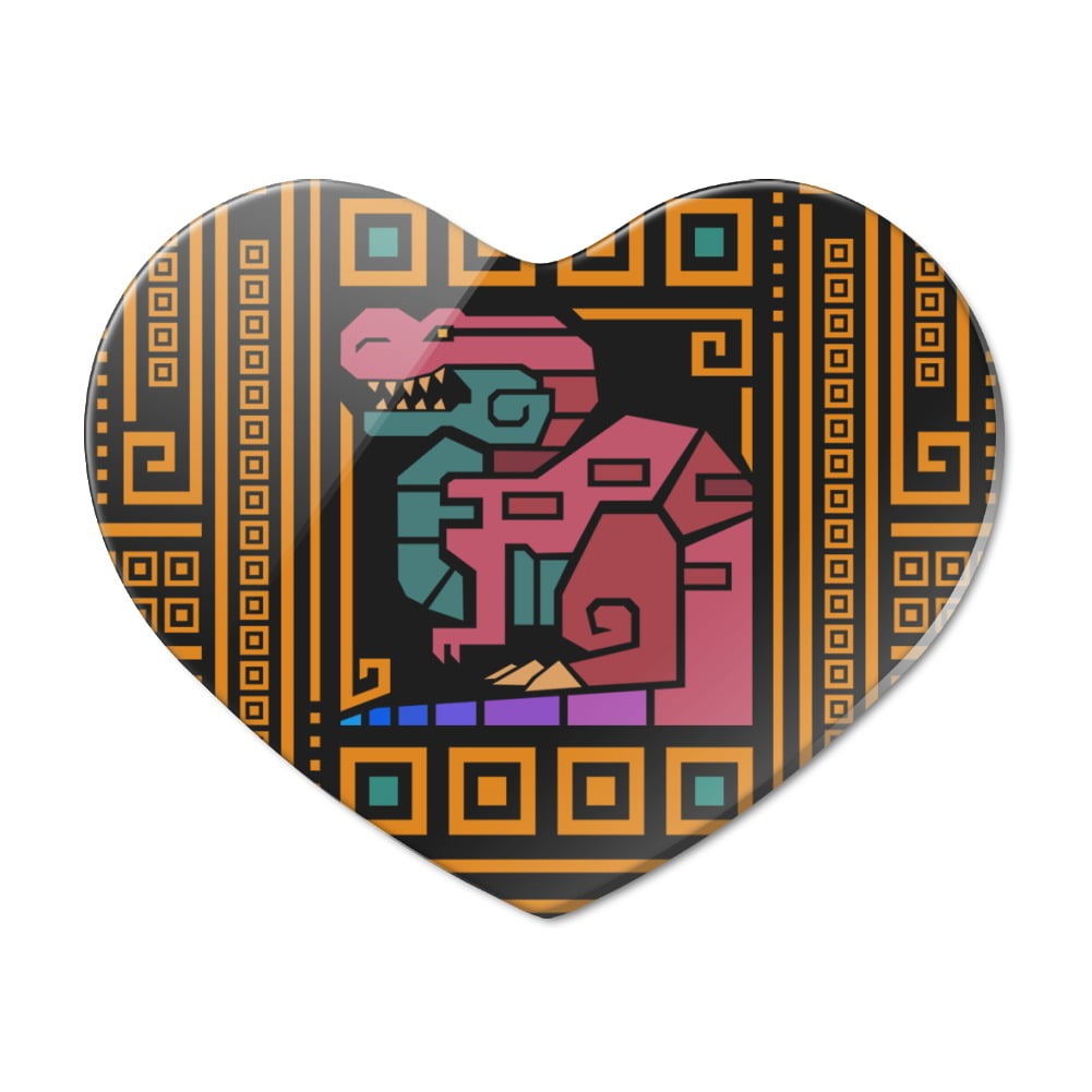Geometric Tyrannosaurus Rex Dinosaur Aztec Mayan Style Heart Acrylic ...