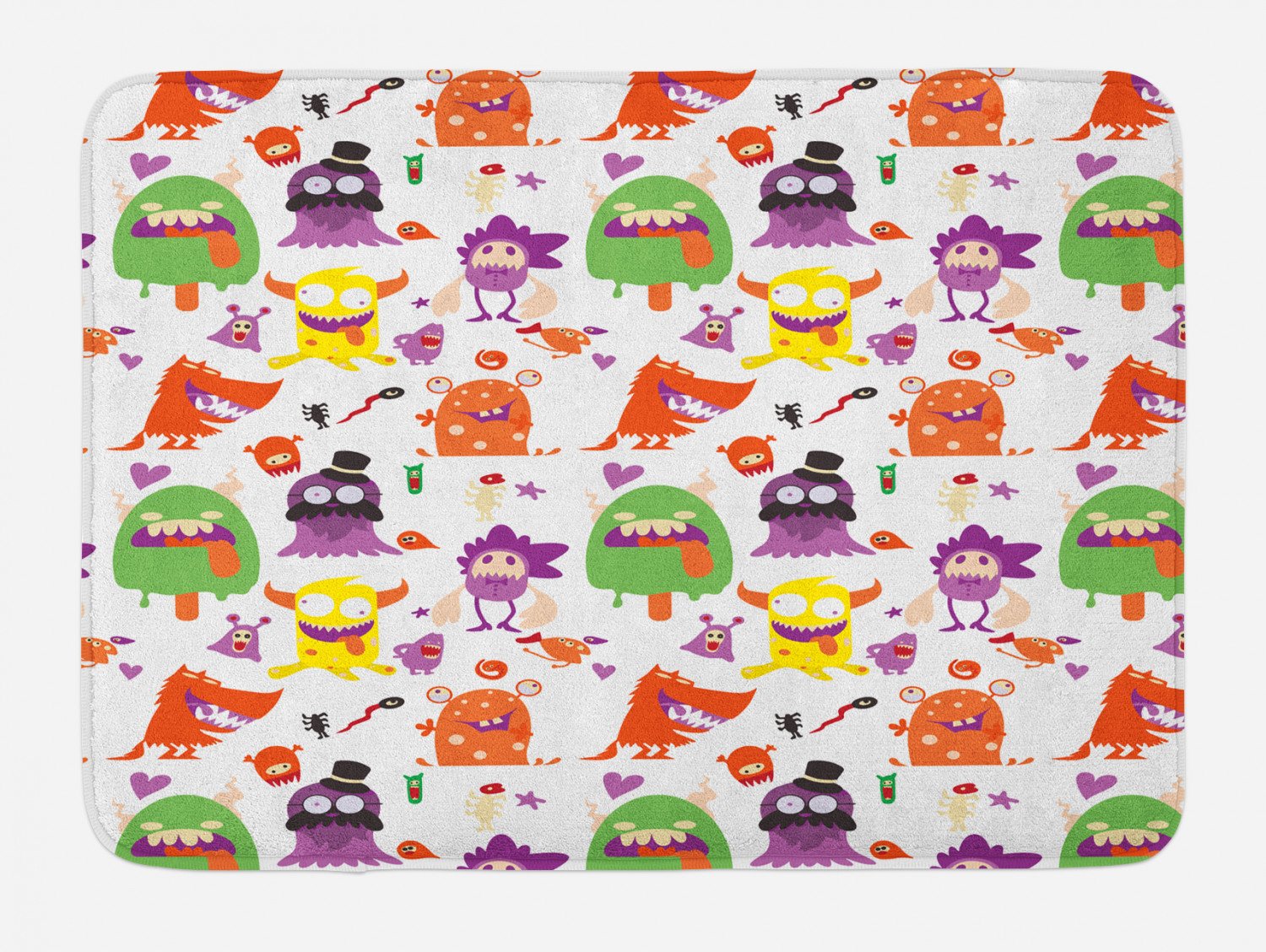 Alien Bath Mat, Monsters Humorous Creatures Beings Colorful Cartoon ...