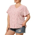 Unique Bargains Women's Plus Size V Neck Single Breasted Short Sleeve ...